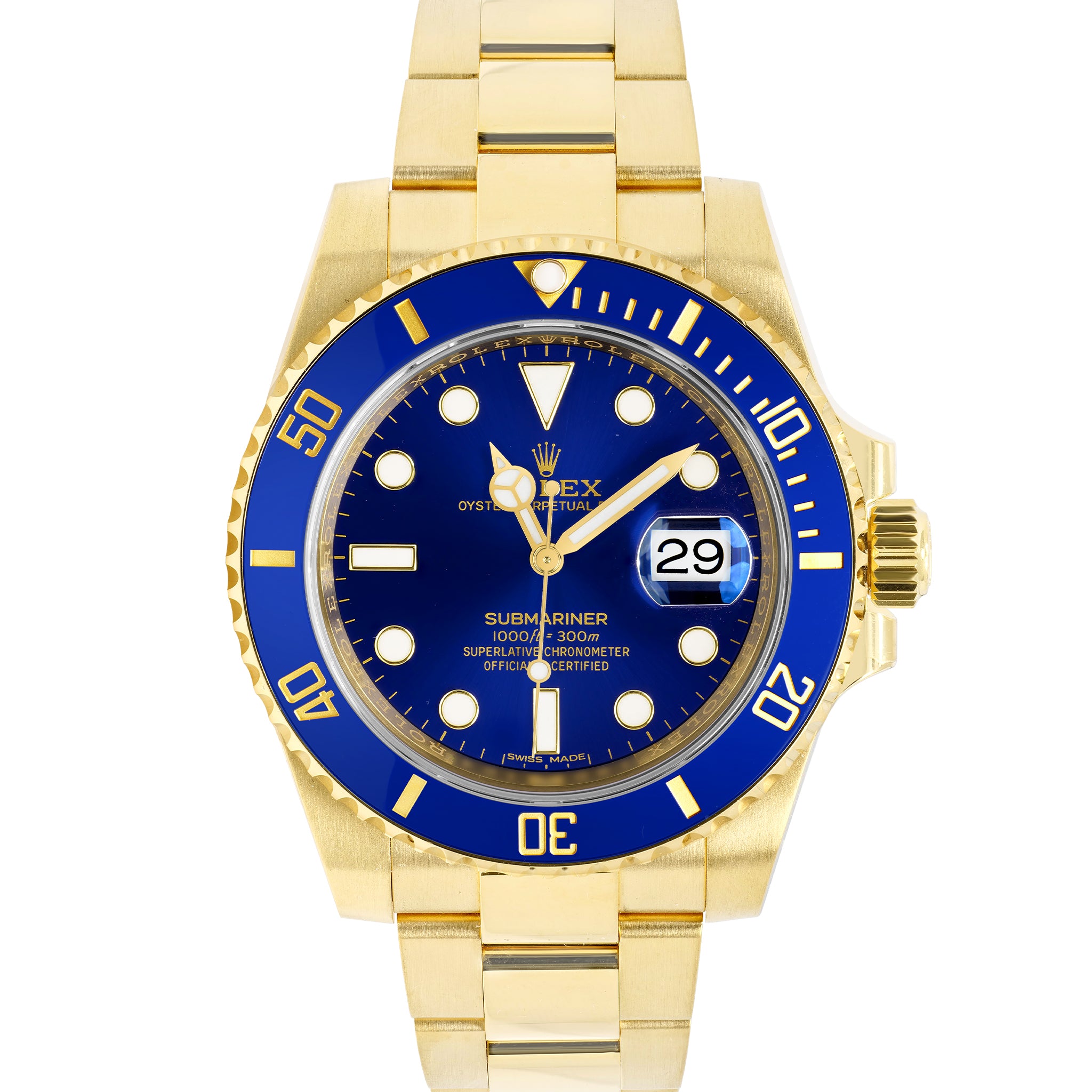 Rolex Submariner 116618 - Black & Blue Dial Gold Submariner Watches ...