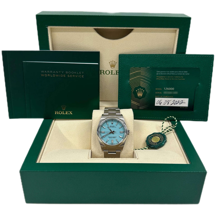 Rolex Oyster Perpetual 126000 Tiffany Blue Stainless Steel 36mm – WatchGuys