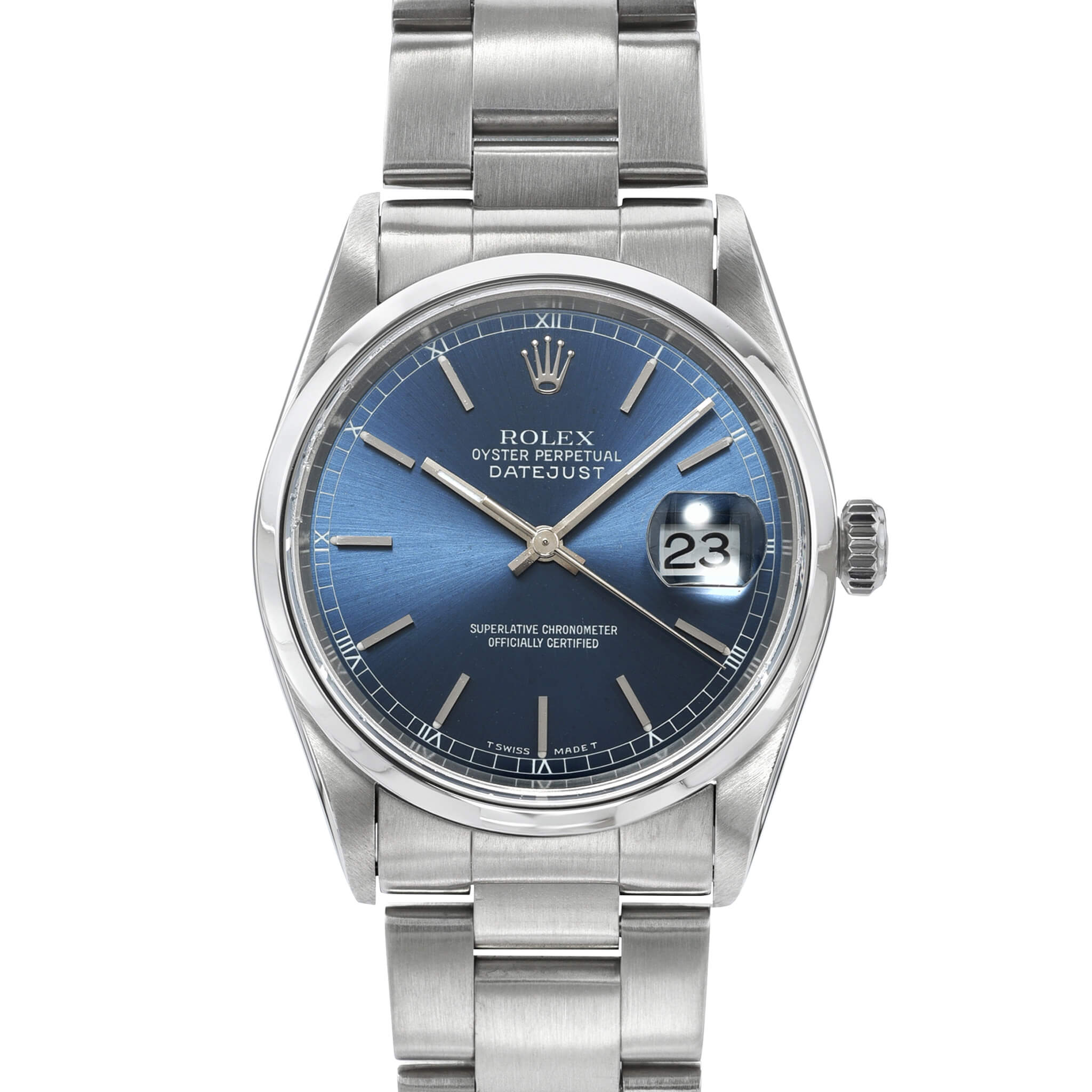 Rolex Datejust 16200 Blue 36mm Stainless Steel Oyster – WatchGuys