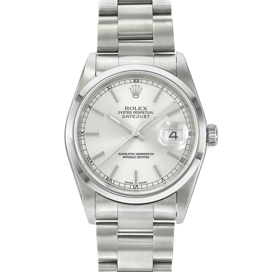 Rolex Datejust 16200 Silver 36mm Stainless Steel – WatchGuys