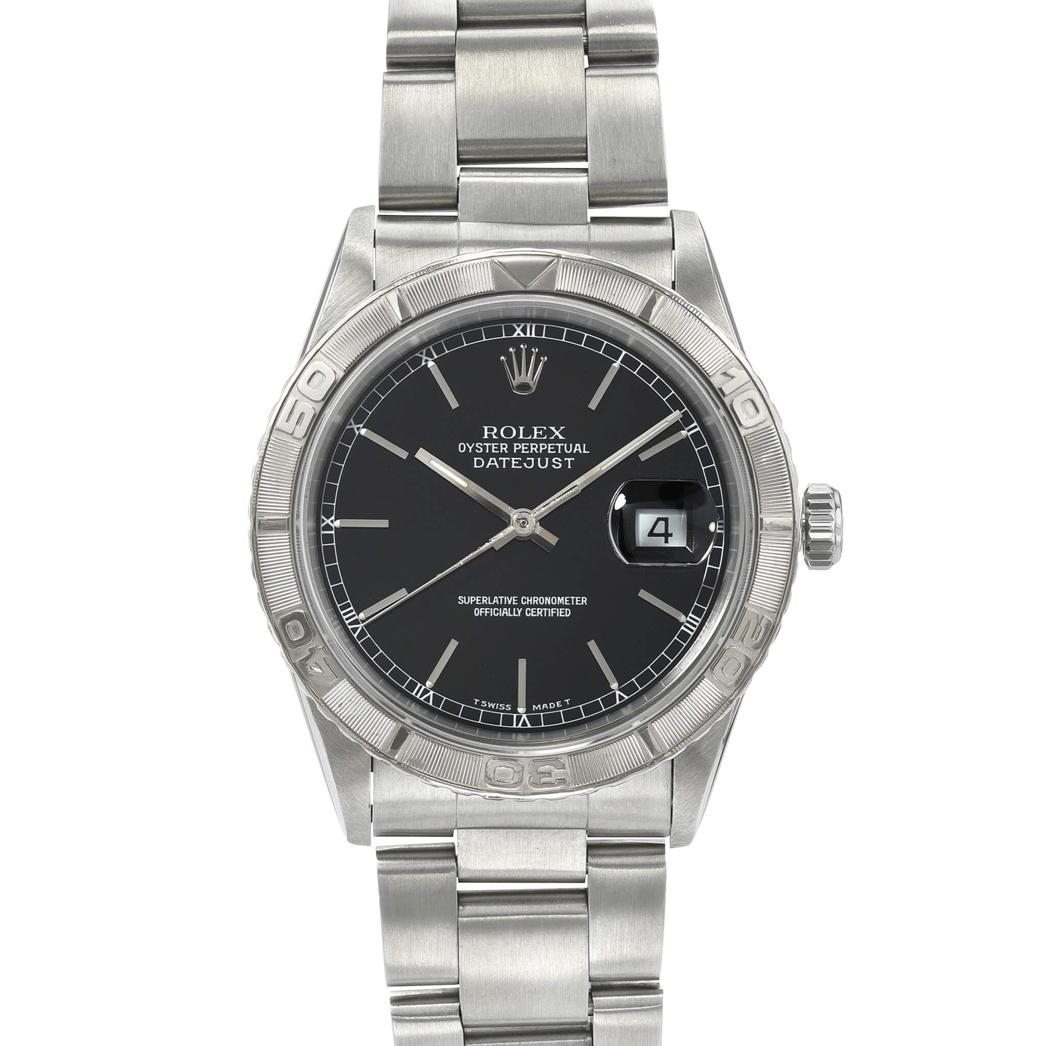 Rolex Datejust 16264 Black Turn-O-Graph 36mm Stainless Steel – WatchGuys