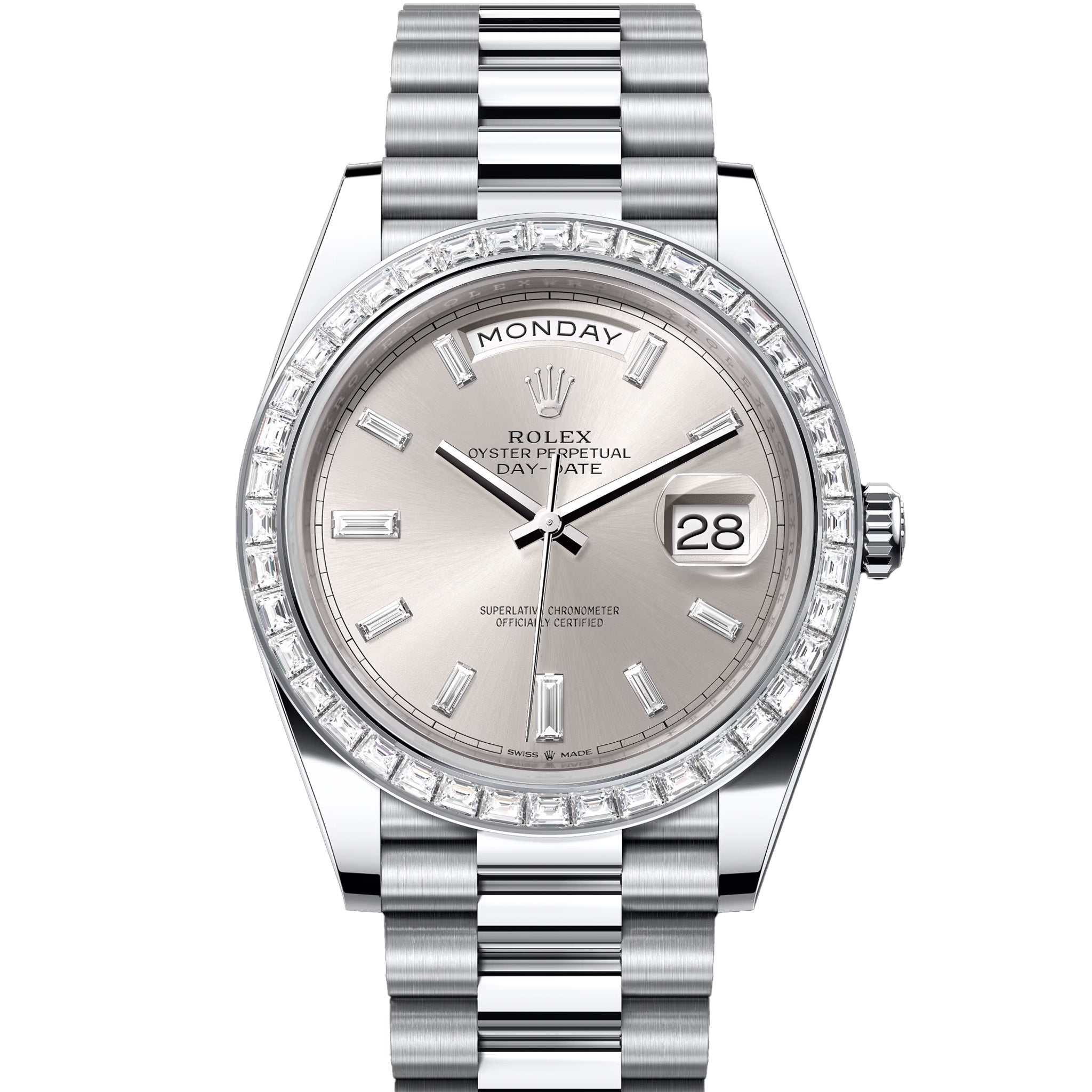 Rolex Day-Date 228396TBR Silver 40mm Platinum – WatchGuys