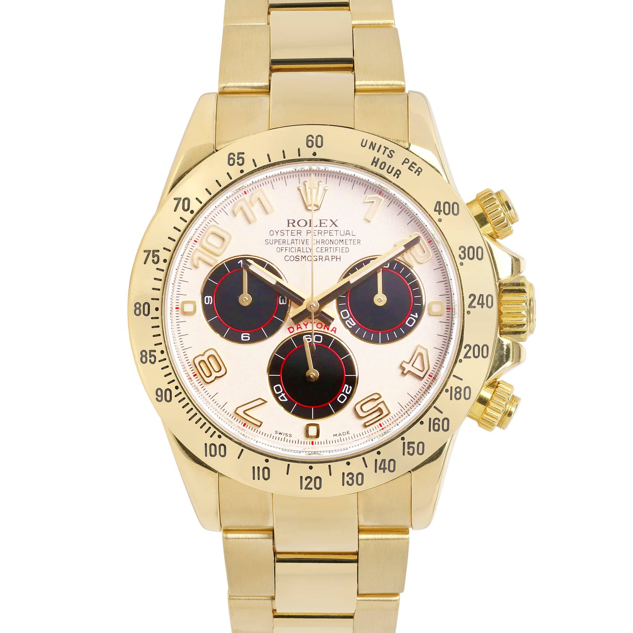 Rolex Daytona 116528 White Racing Dial 40mm 18K Yellow Gold – WatchGuys