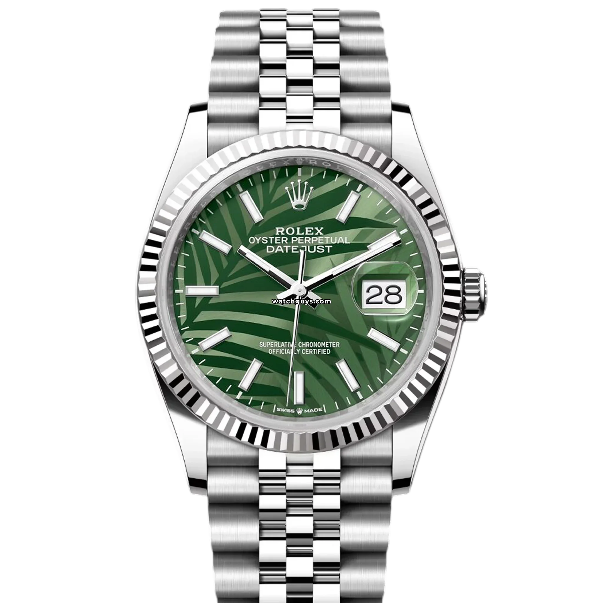 Rolex Datejust 126234 Green Palm Motif 36mm Stainless Steel Jubilee ...