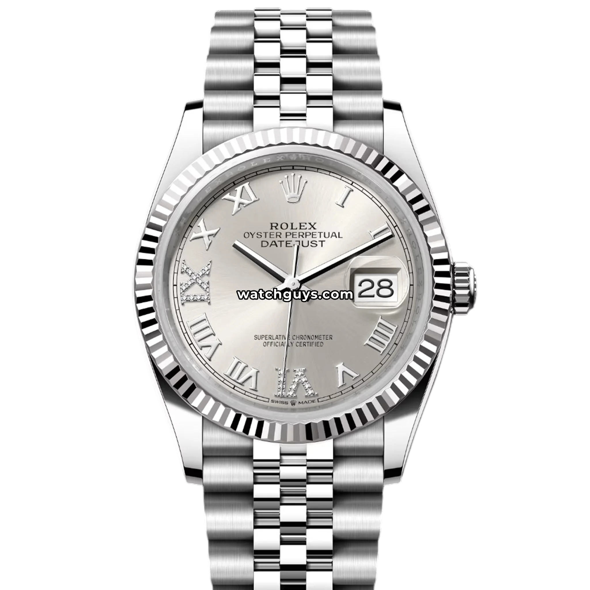 Rolex Datejust 126234 Silver Roman Diamond Jubilee 36mm – WatchGuys