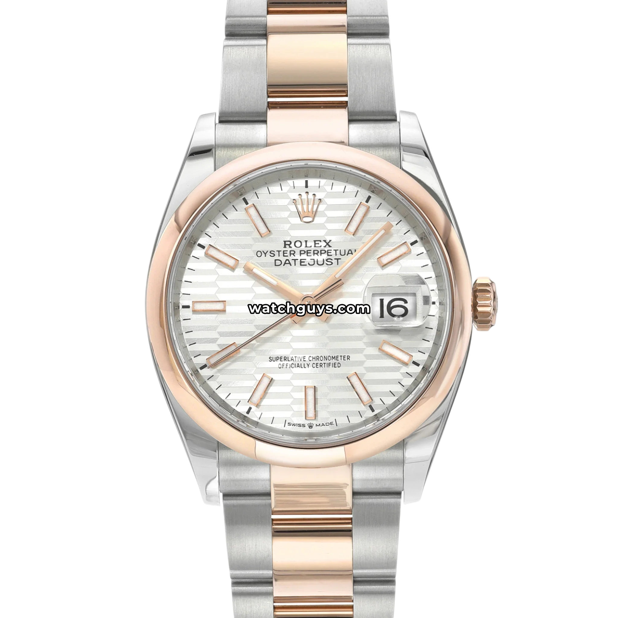 Rolex Datejust 126201 Silver Motif Dial 36mm Steel & Rose Gold – WatchGuys