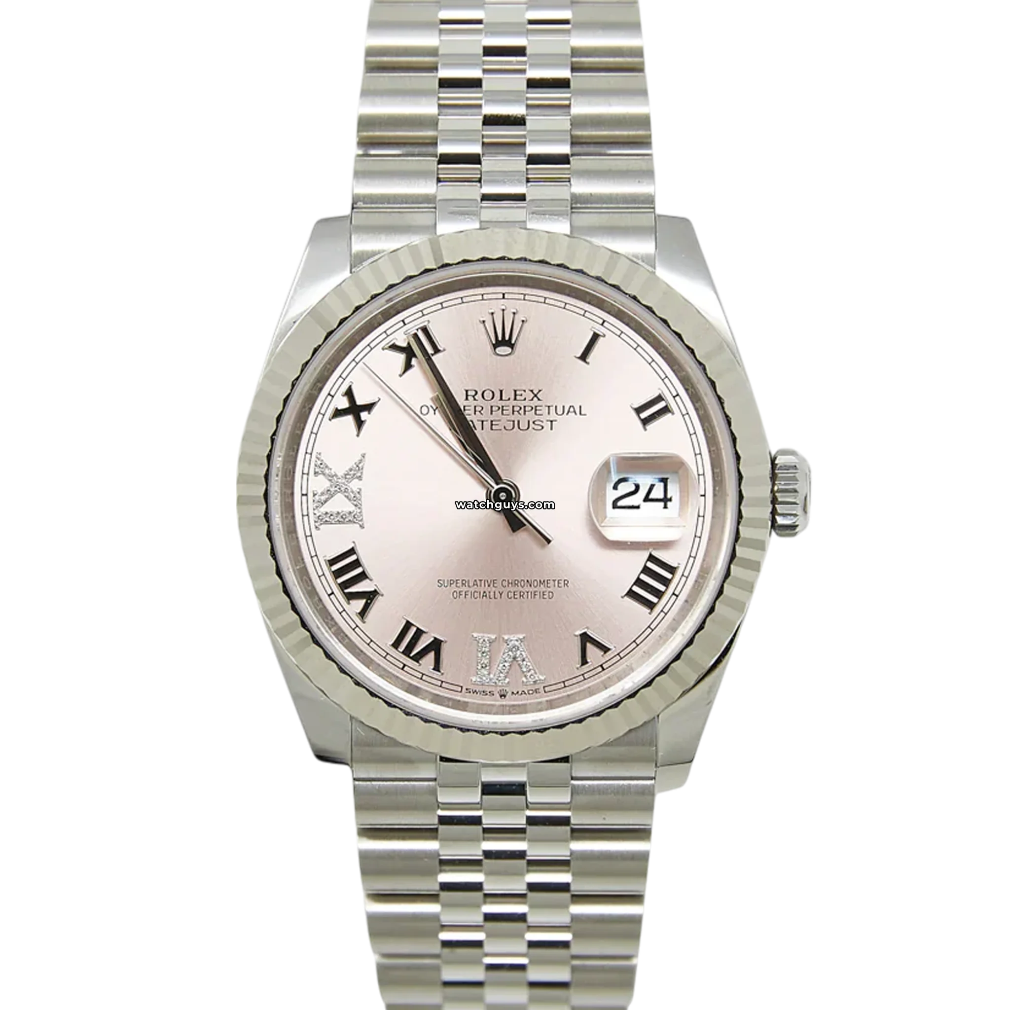 Rolex Datejust 126234 Pink Roman Diamond Jubilee 36mm – WatchGuys