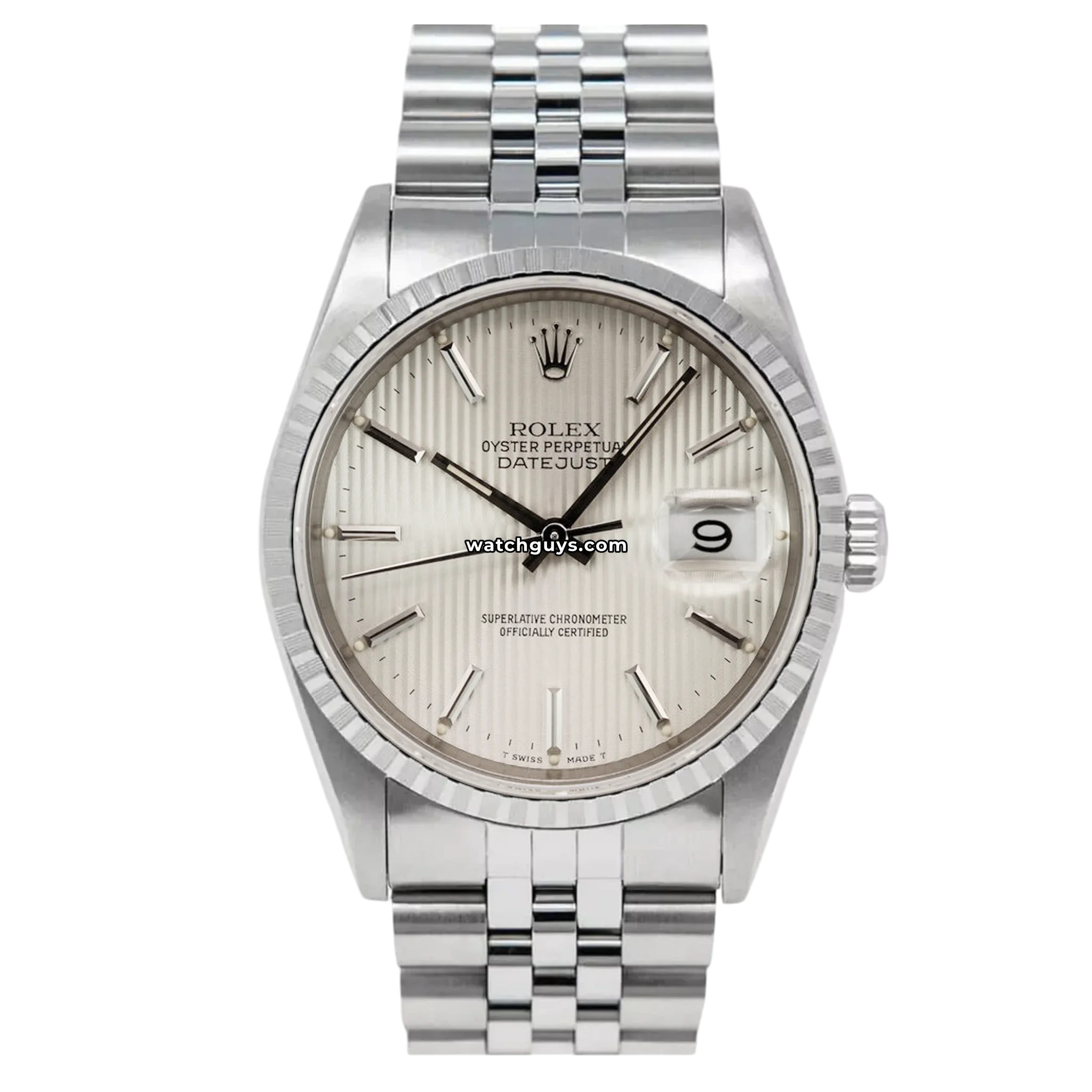 Rolex Datejust 16220 Silver Tapestry Jubilee 36mm Stainless Steel ...