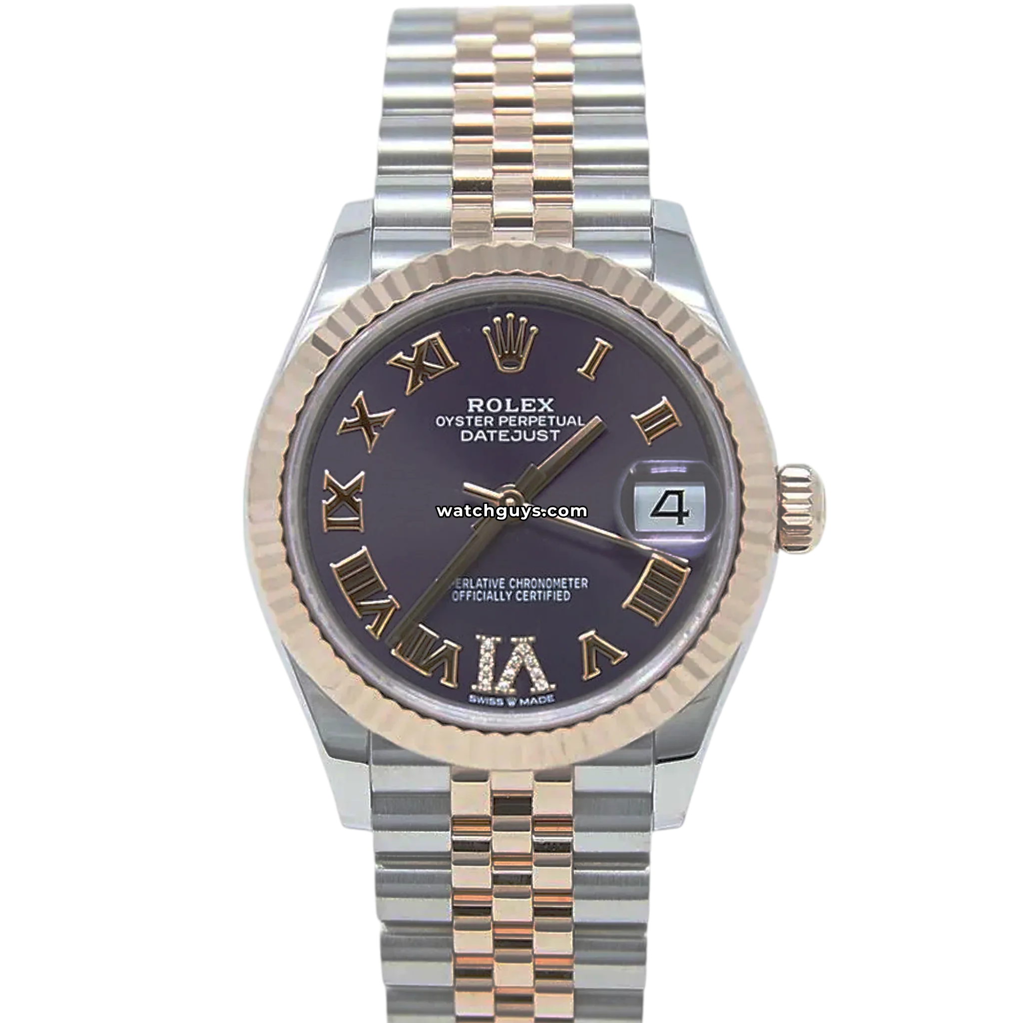 Rolex Datejust 278271 Purple 31mm 18K Rose Gold and Steel – WatchGuys