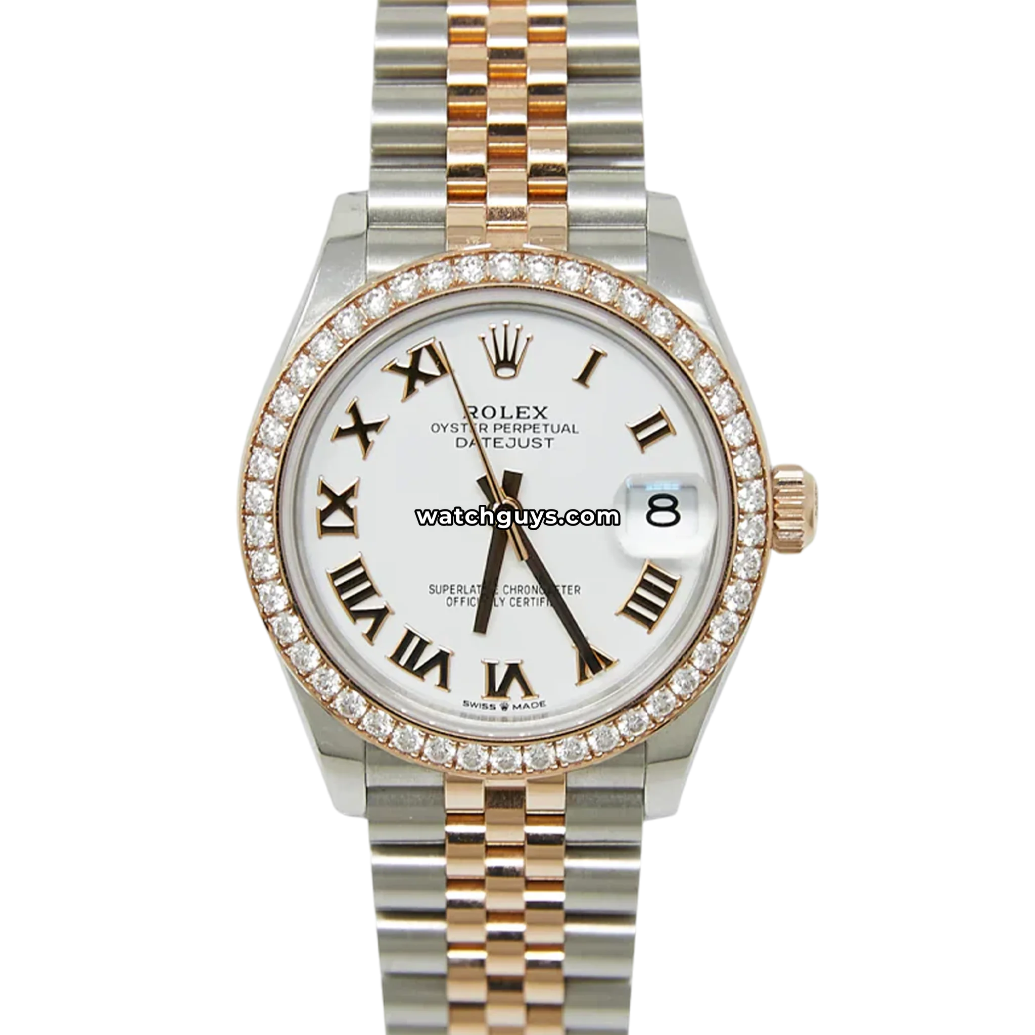 Rolex Datejust 278381RBR White 31mm 18K Rose Gold and Steel – WatchGuys