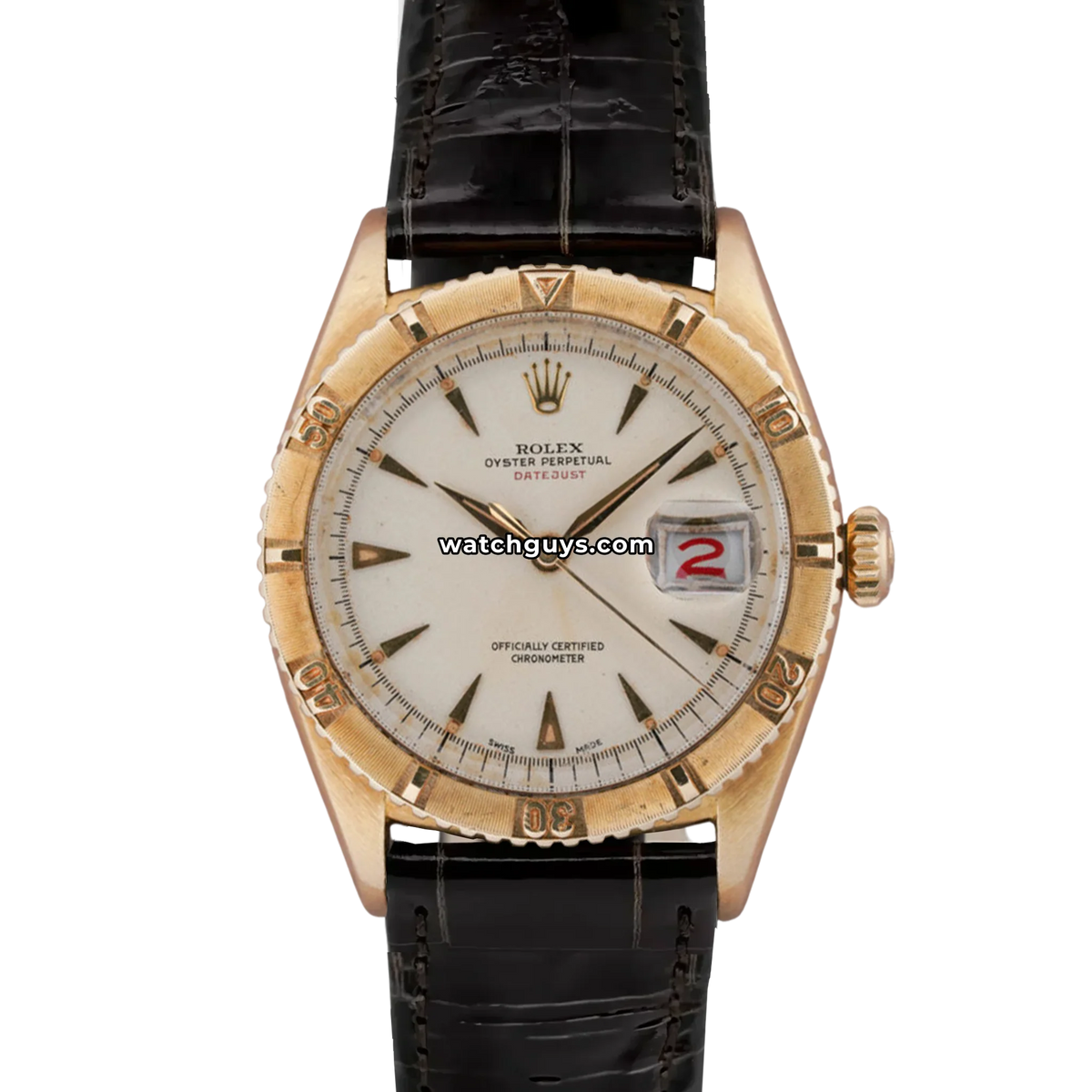 Rolex Datejust 6309 White "Thunderbird" 36mm 18K Yellow Gold – WatchGuys