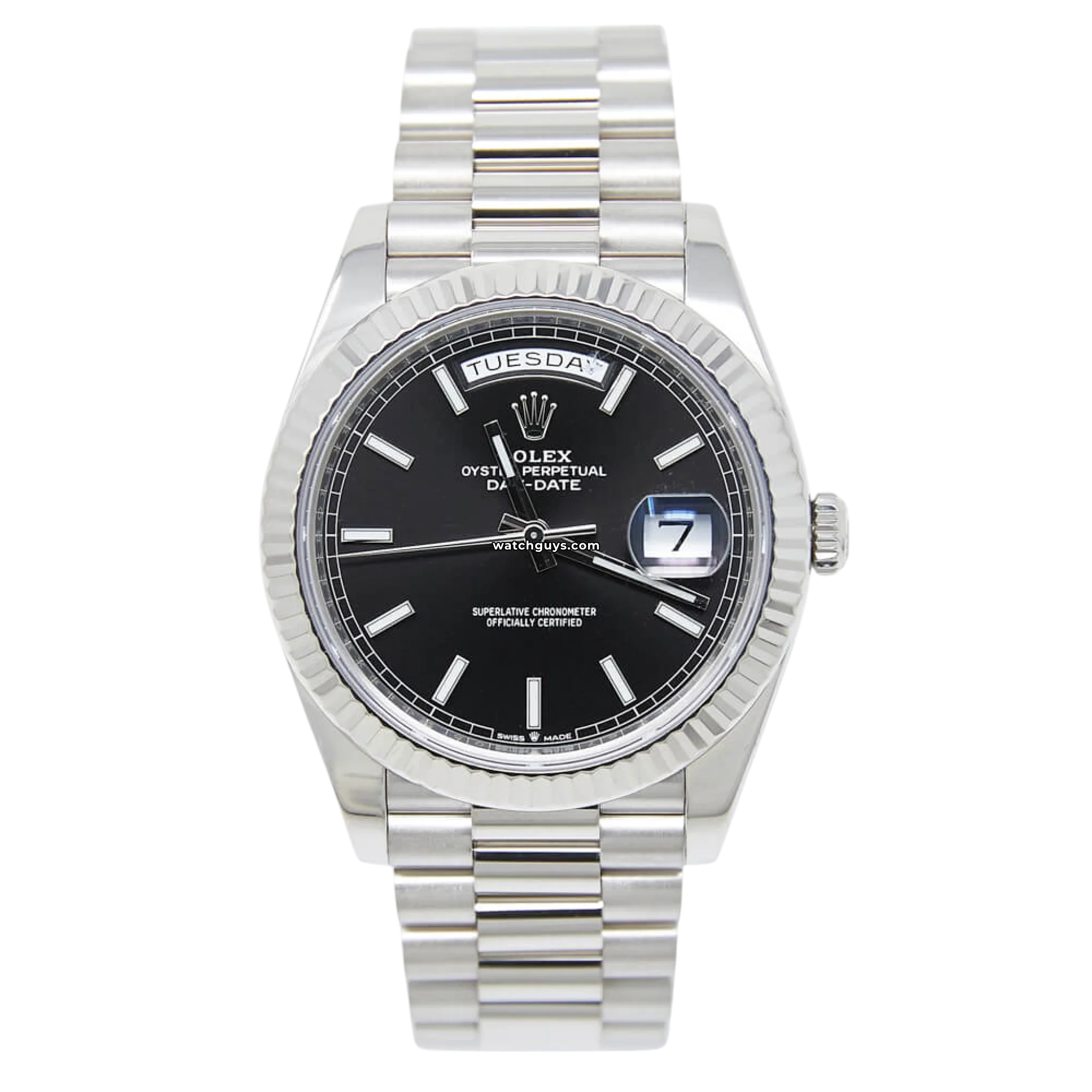 Rolex Day-Date 228239 Black 18k White Gold 40mm – WatchGuys