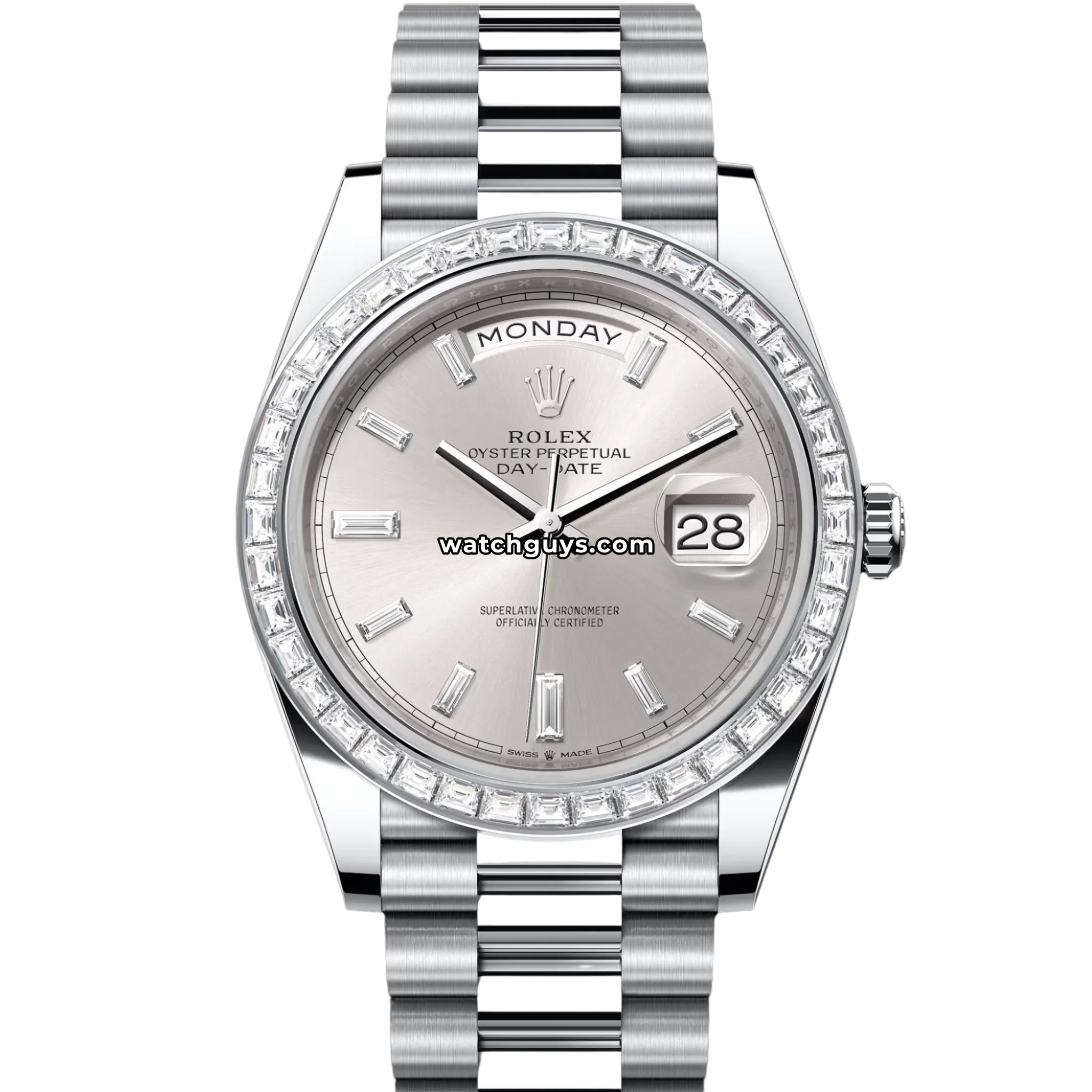 Rolex Day-Date 228396TBR Silver 40mm Platinum – WatchGuys