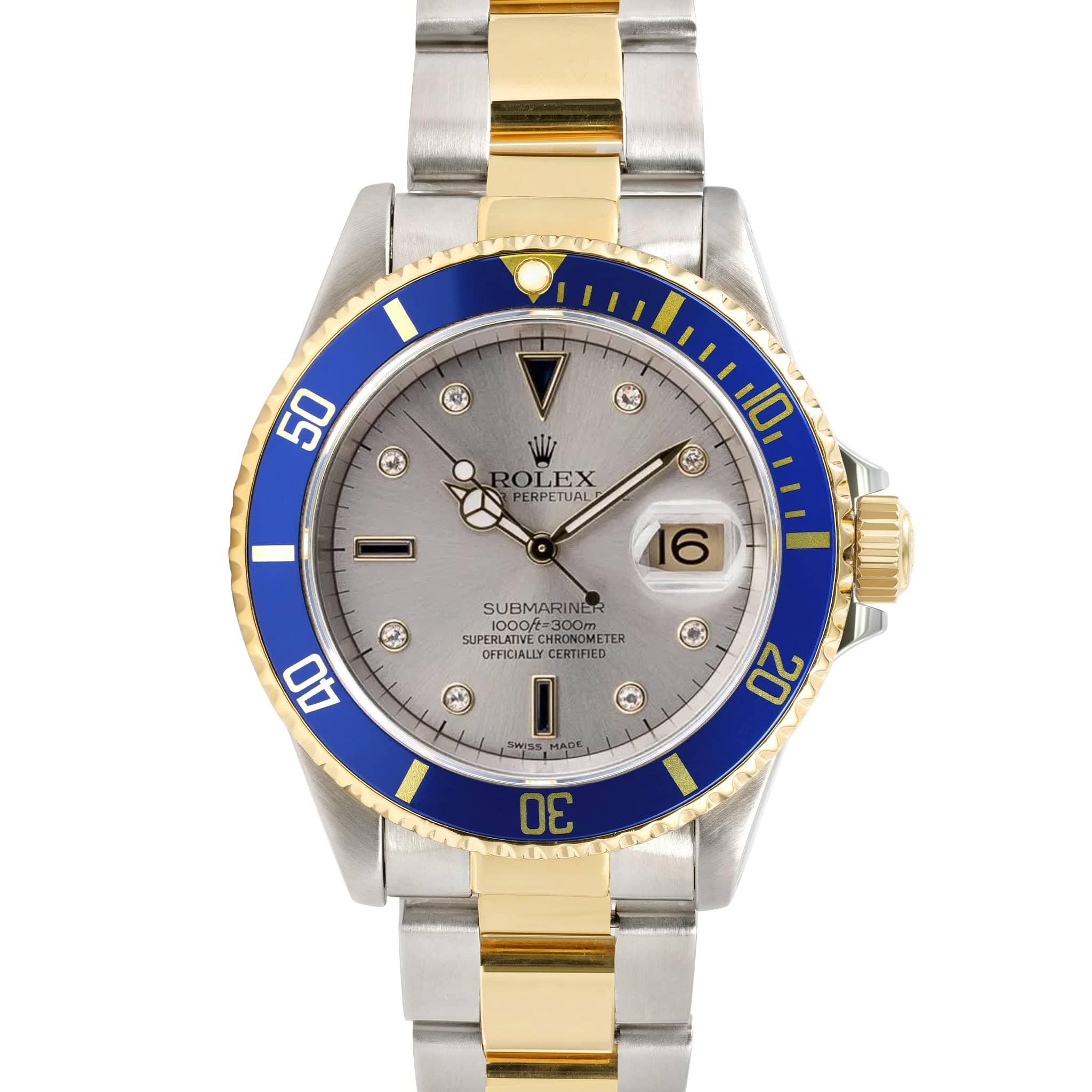 Rolex Submariner 16613 Silver Serti Dial – WatchGuys